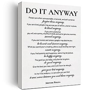 Inspirational Canvas Wall Art Motivational Do It Anyway Quote Canvas Print Positive Canvas Painting Office Home Wall Decor Framed Gift 12x15 Inch