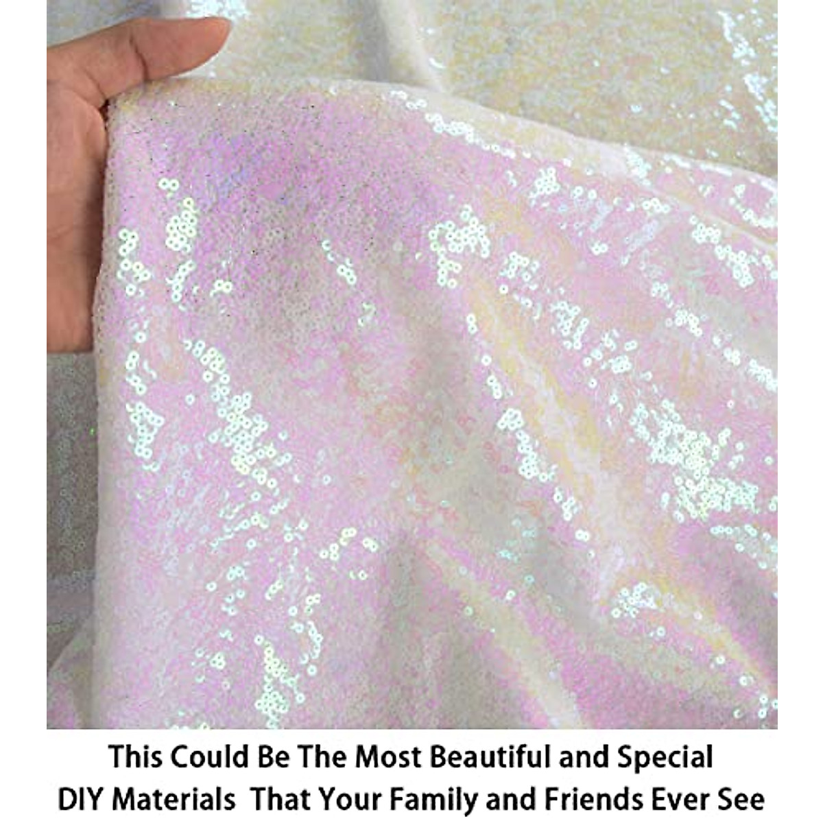 ShinyBeauty Xmas Sparkly Decoration 3 Feet 1 Yard Sequin Fabric-Iridescent Y0925