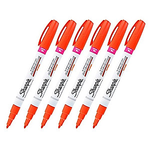 Sharpie Oil-Based Paint Marker, Fine Point, Orange Ink, Pack of 6