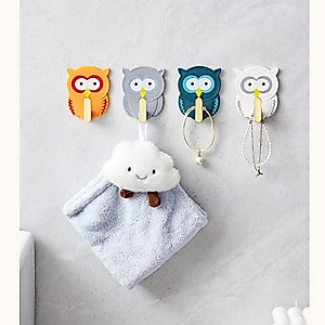 JruiZhp Cute Coat Hooks Mixed Color Self Adhesive Owl Hook, 4Pcs Owl Wall Hangers for Kitchen, Kids Bedroom,Bathroom Hanging Bag Hat Towels Key