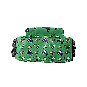 CustomLife Personalized Green Tractors School Backpacks Bookbag Travel Pack for Boys Girls Men Women, 16.5''(H) x 12.2''(L) x 5.9''(W)