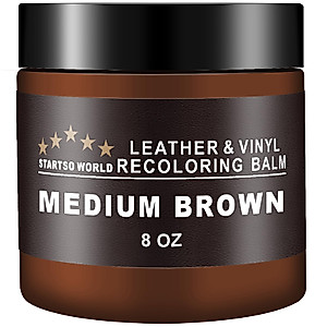 STARTSO WORLD Leather Recoloring Balm, Medium Brown Leather Repair Kit for Furniture, Leather Dye, Leather Color Restorer for Couches, Leather Couch Paint | Repair, Restore & Renew Old, Faded Leather