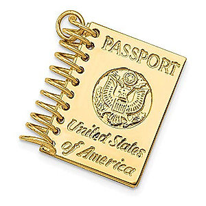 IceCarats 14K Yellow Gold Passport Necklace Charm Pendant Only