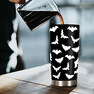 KERAOO Halloween Tumbler 20oz, Horror Tumbler, Gift for Men Women, Halloween Mug, Halloween Cup, Halloween Decoration (Bats), 6.89 inches x 3.42 inches x 2.87 inches