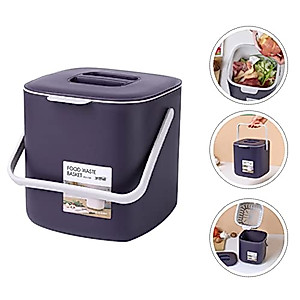 Yardwe Dual Trash Garbage Can Wet and Dry Waste Bin Kitchen Garbage Container with Lid and Handle Purple for Bathrooms Powder Rooms Kitchens Home Offices