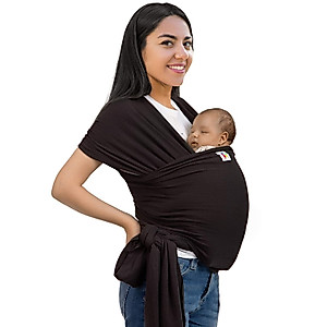 Baby Wrap Carrier - Premium Cotton Blend - Ergonomic Wraps for Toddler, Newborn, Infant, Child - Front, Hip and Kangaroo Holder for Men and Women Black