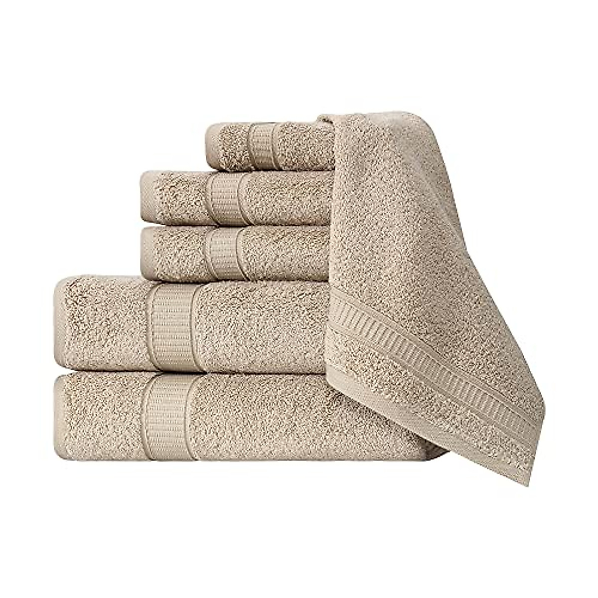 LA HAMMAM 6 Piece Towel Set - 2 Bath Towels, 2 Hand Towels, 2 Washcloths for Bathroom, College Dorm, Kitchen, Shower, Pool, Hotel, Gym & Spa | Soft & Absorbent Turkish Cotton Towel Sets - Beige