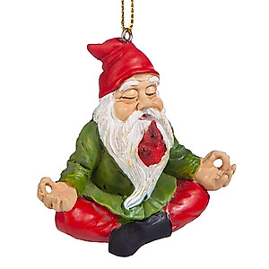 Design Toscano QM17010 Christmas Ornament - Garden Gnomes Figurine - Zen Garden Gnomes - Meditating Gnome Statues, 3 Inch