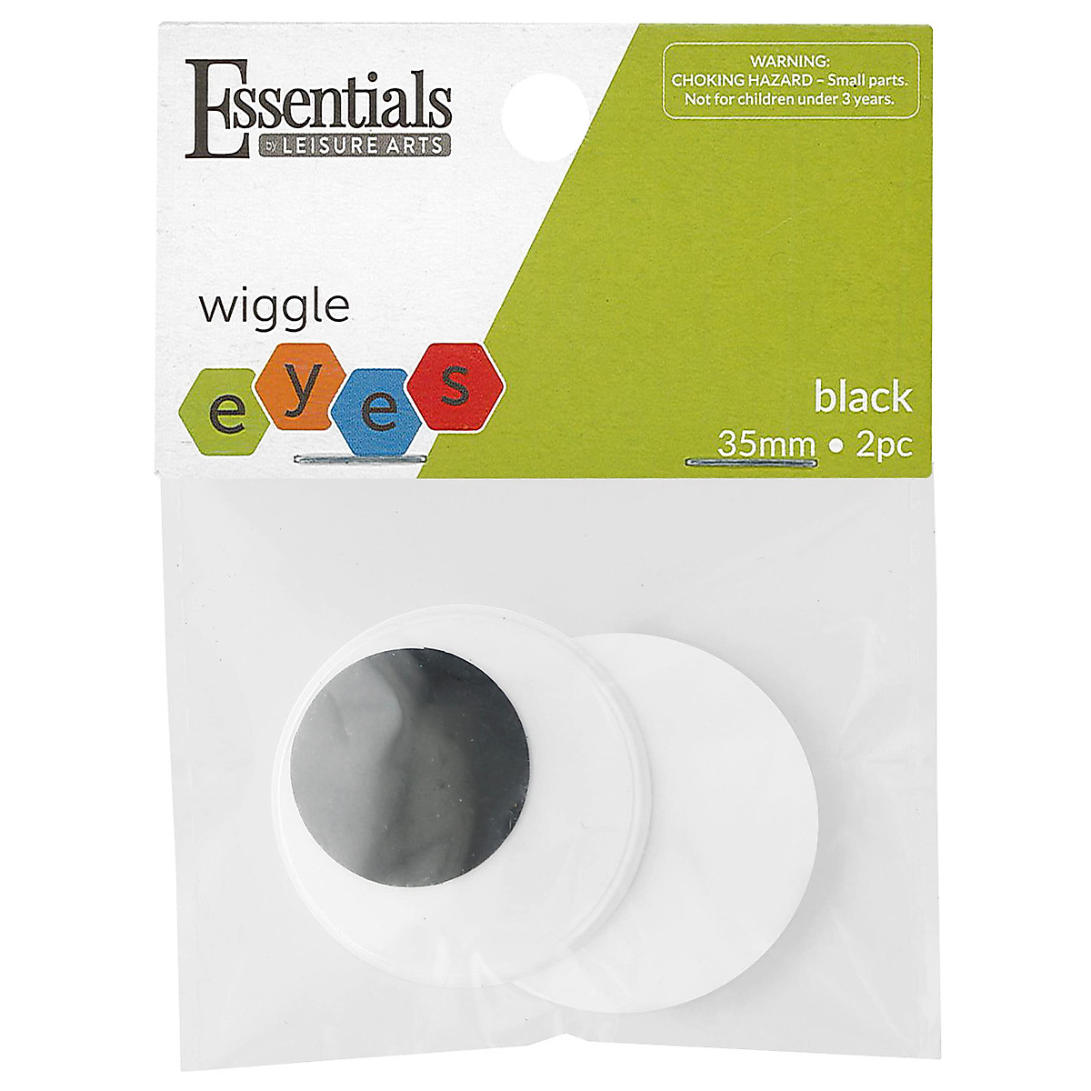 Essentials by Leisure Arts Eyes Paste On Moveable 35mm Black 2pc Googly Eyes, Google Eyes for Crafts, Big Googly Eyes for Crafts, Wiggle Eyes, Craft Eyes