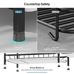 iSPECLE Dish Drying Rack, 304 Stainless Steel 2-Tier Dish Rack with Utensil Holder, Cutting Board Holder and Dish Drainer for Kitchen Counter