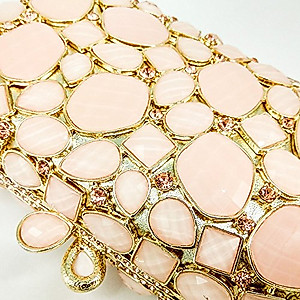Boutique De FGG Synthetic Shell Evening Bags and Clutches for Women Formal Wedding Bridal Rhinestone Handbags and Purses (Small, Pink#198)