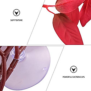POPETPOP Aquarium Artificial Plant Fake Aquatic Plants Suction Cup Rattan Ornament for Fish Tank Landscape Decoration Red