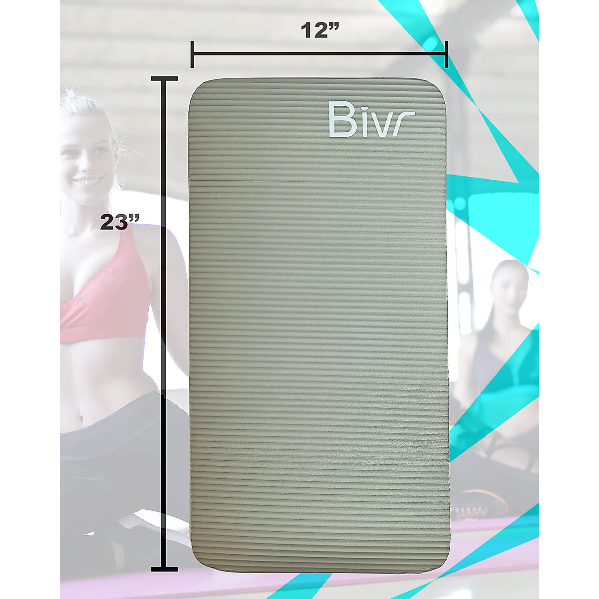BIVR Portable Yoga Knee Pad Extra Thick Large 12 Inch Wide Cushion for Pilates Fitness Gardening Sitting Kneeing Support for Joints and Lower Spine (Metallic)