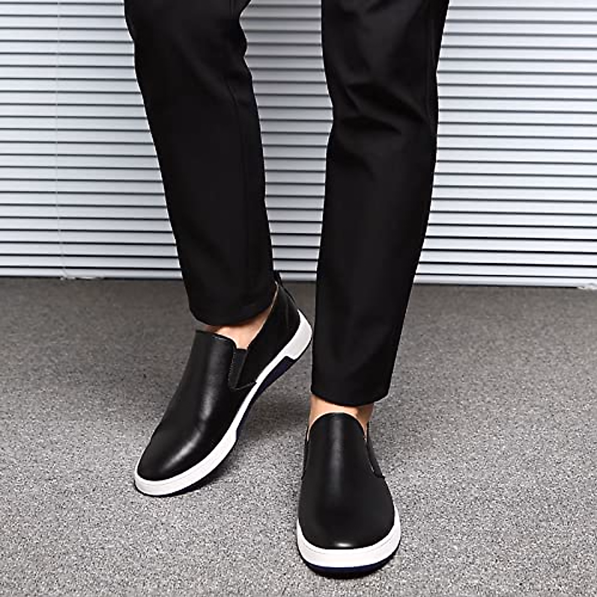 BSROT Men's Casual Oxford Shoes Slip-on Dress Shoes Comfortable Fashion Sneakers Black 8US