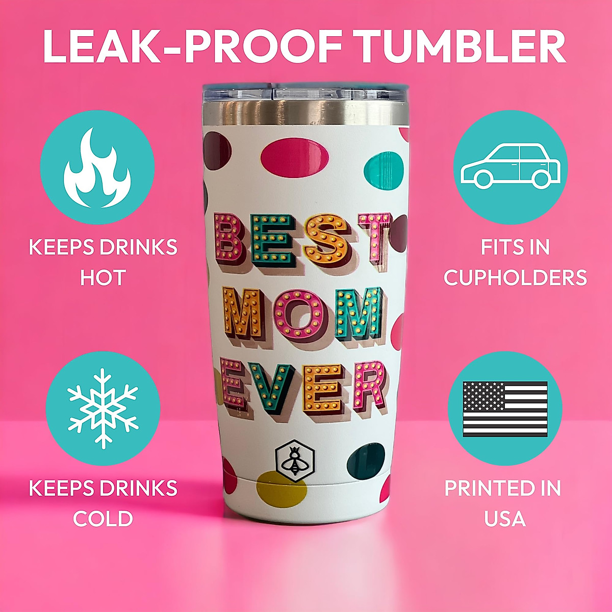 Biddlebee Gifts for Mom Travel Coffee Mug w/Slider Lid | 20oz Spill Proof Stainless Steel Insulated Cup | Mom Gifts | Mothers Day Gifts | Birthday Gifts for Mom | Mama Gifts | Best Mom Ever