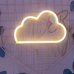 QiaoFei Neon Light,LED Cloud Sign Shaped Decor Light,Wall Decor for Chistmas,Birthday Party,Kids Room, Living Room, Wedding Party Decor (Warm White)