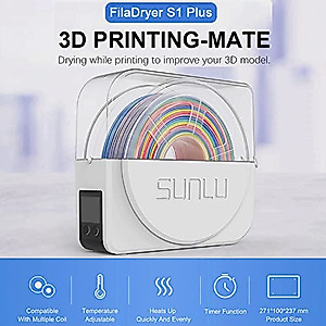 [2023 Official Upgrade] SUNLU 3D Printer Filament Dryer S1 Plus with Fan, Upgraded Dry Box for Filament Storage Holder, Compatible with 1.75 2.85 3.00 3D Filament, Keep Filament Dry During 3D Printing
