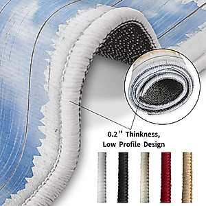 ZOE GARDEN 2 Pcs Kitchen Rug Set, Blue Sky Colorful Flip Flops Non-Slip Kitchen Mats and Rugs Comfort Floor Door Mat Doormat, Abstract Vintage Beach Throw Bath Runner Rug Mat