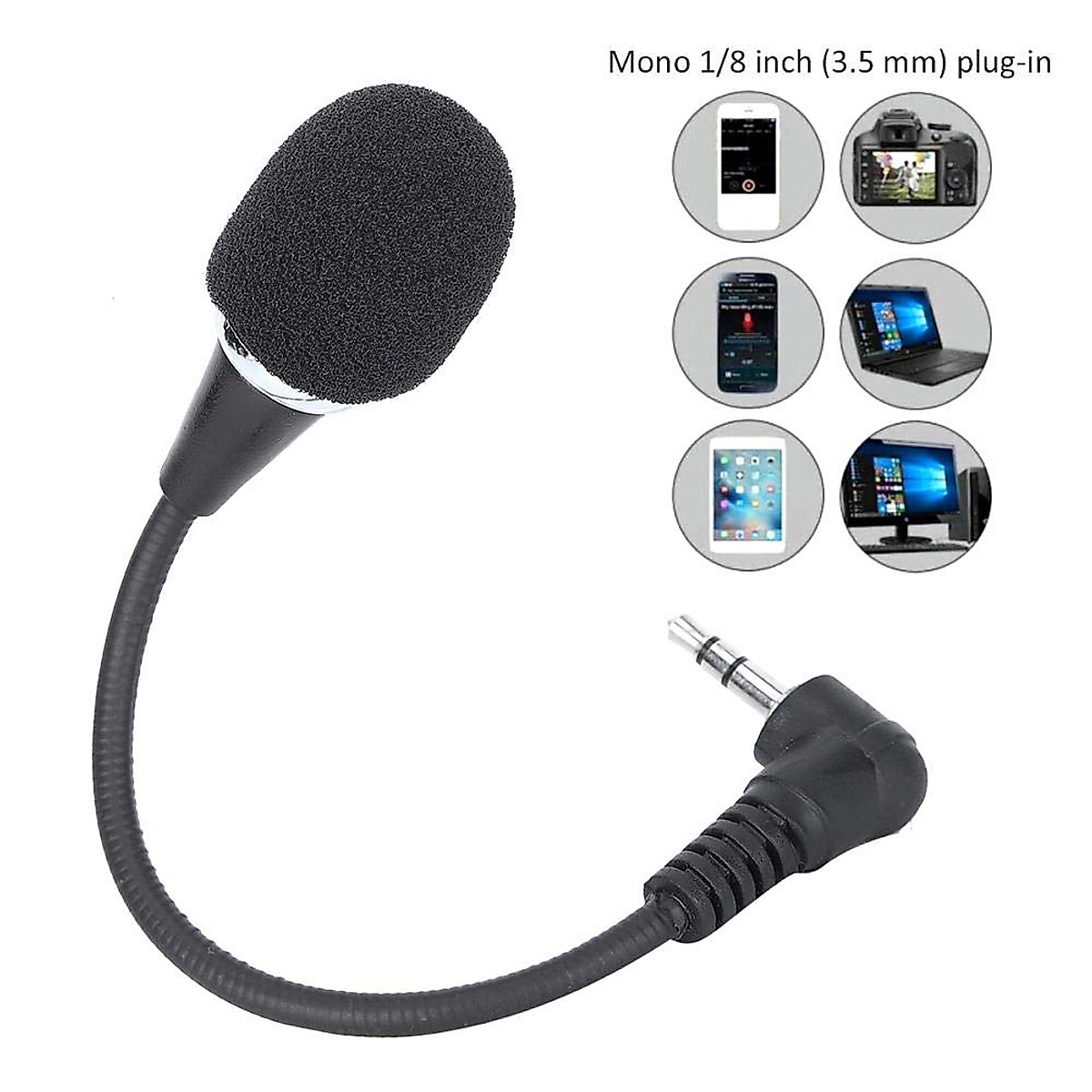 Mini Microphone Condenser,Omnidirectional Flexible Head Vocal Pickup Audio Amplified Equipment Standard 1/8 Inch (3.5 Mm) Aux-in Audio Jack