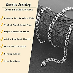 Reoxvo Mens Chain Necklace for Men Silver Cuban Curb Link Chains for Men 5mm Silver Chain Necklaces Jewelry for Men Boyfriends Gifts 20 inch