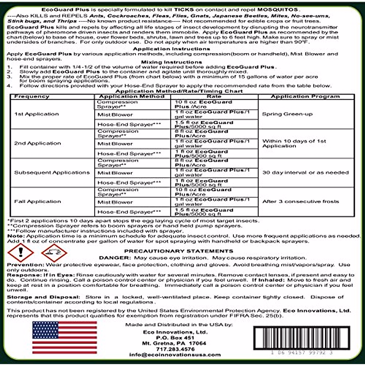 Kills Ticks & Mosquitoes on Contact. All Natural Outdoor Insecticide Spray Repels up to 30 Days. Safe Insect Control for Kids, Dogs, Plants – Easy & Ready to Use – Eco Innovations, EcoGuard Plus, 8 oz