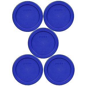Pyrex 7202-PC 1 Cup Cadet Blue Plastic Food Storage Replacement Lid, Made in USA - 5 Pack