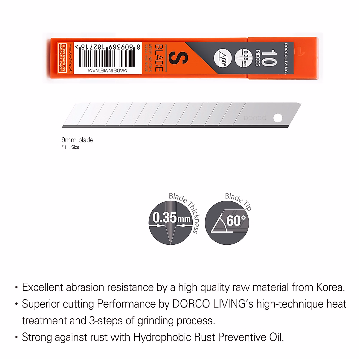 DORCO Professional S403 9mm Snap-Off Cutter Knife + Precision 9mm (11 Blades) | Premium Quality Aluminum Die-Cast Body | Auto-Lock & Safety Block System