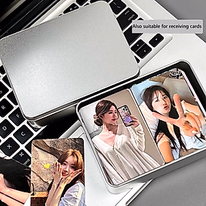 DKAOVH 2Pcs Silver Metal Tin Box with Lid,Large Multipurpose Tin for Cards,Jewelry, Crafts, Cookies, Pills, Gifts and More (4.2 x 2.8 x1.6 inches)