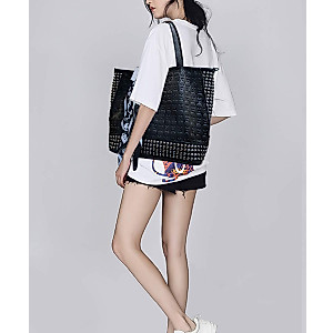 Womens Skull Print Hobo Tote Leather Shoulder Bag Punk Handbag and purses 2 sets (Big-Black-2-piece set)