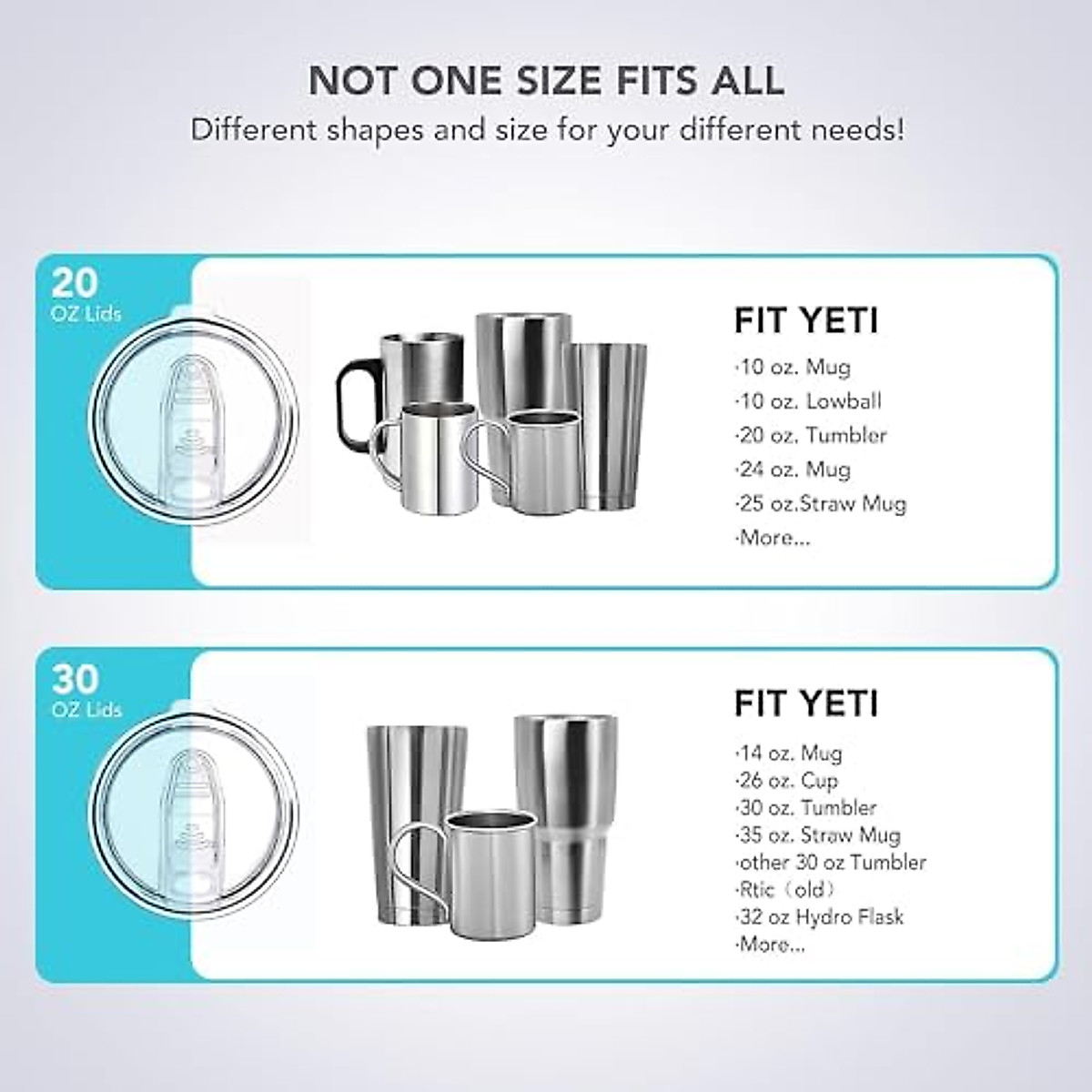 Compatible with Yeti Lids 30 oz Replacement Lid, Ozark Trail, Old Style Rtic and More Splash Resistant Lids Spill Proof Tumbler Lid Clear Cup Silicone Sliding Covers BPA Free(30OZ 3 Pack)