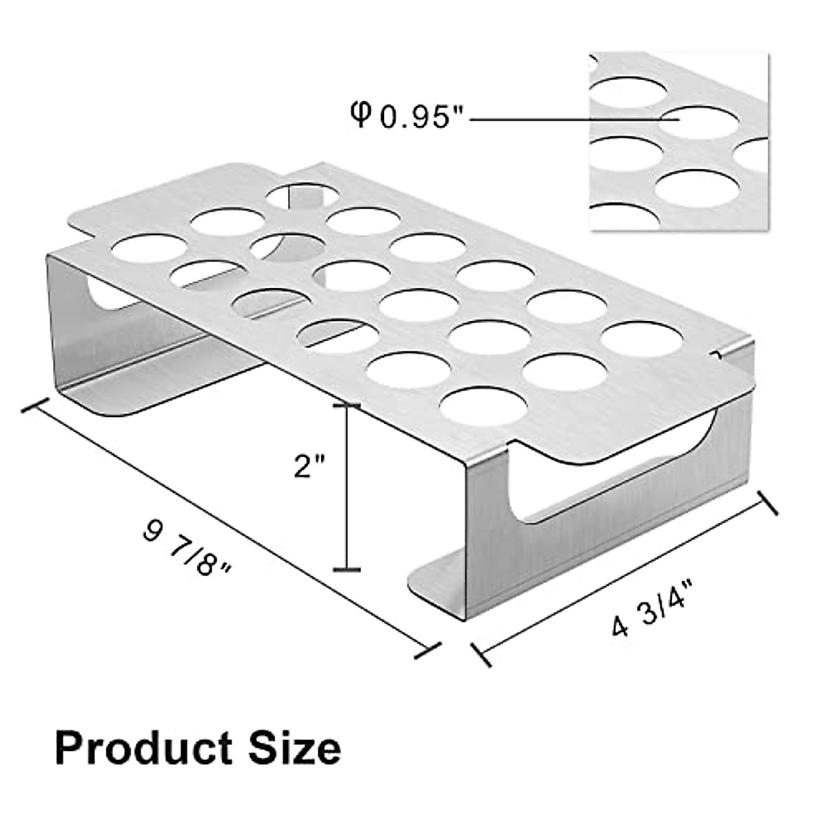 BTCDR Jalapeno Popper Grill Roasting Rack with Handle, Stainless Steel 18 Holes Capacity for Pepper Chili or Chicken Legs & Wings on Barbecue Smoker, BBQ and Oven, 2 Pack
