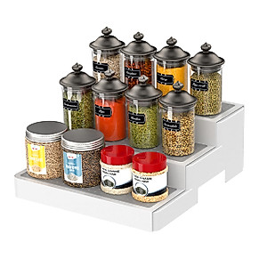 YAN & HIN Pack of 2, 3-Tier Spice Racks, Expandable and Non-Skid, Ideal as Medicine Cabinet Organizer, Kitchen Shelf Pantry Organizer, and Seasoning Organizer, Canned Food Organizer
