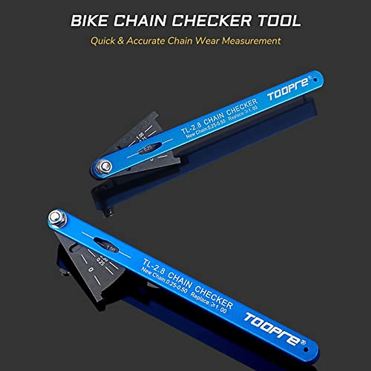 KIEVODE Bike Chain Checker Tool for All Bike Chains, Including Shimano, Sram, KMC, Campagnolo and More - Chain Wear Indicator for All Speed Chains and Ideal for Road, Mountain Bicycle Maintenance