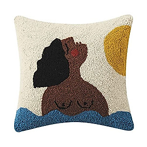 Peking Handicraft 30JBL32BC14SQ Time Hook Pillow, 100% Wool and Cotton