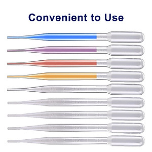 Labasics Pipette Droppers 3 ml, Graduated Plastic Transfer Pipettes for Essential Oils, Clear and Disposable, Pack of 100 (3 ml, 100 Packs)