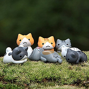 Neko 6pcs Miniature Home Garden Cats - Small Kitty Landscape Decorations – Cute Cat for Crafts, Home Decor, Party Favors and Cake Toppers
