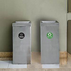 Pixelverse Design Recycle Trash Bin Logo Sticker - 4" x 4" - Organize & Coordinate Garbage Waste from Recycling - Great for Metal Aluminum Steel or Plastic Trash Cans - Indoor & Outdoor (10 Pack)