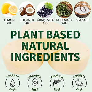 Zero Waste Natural Dish Soap Bar (Pack of 3 Bars) - Solid Vegan Dishwashing Block - Cold Processed, Eco Friendly Plastic Free Packaging with Sustainable Organic Ingredients for Kitchen