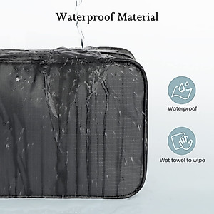 Maliton Toiletry Bag for Men & Women | Large for Traveling | Hanging Compact Hygiene Bag with 4 Compartments | Waterproof Bathroom Shower Bag (Black)