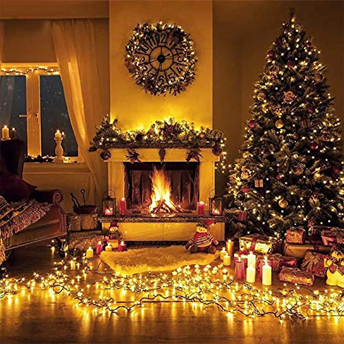 Solar String Lights Outdoor, 2 Pack 100 Led Outdoor Solar Christmas Lights, 8-Modes Waterproof Fairy Lights for Christmas, Gardens, Wedding, Party Decoration (Warm White)