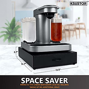 Storage Drawer for Bartesian Cocktail Capsules by Ksestor - Holds up to 40 Bartesian Pods - Compatible with BEV Black Decker Cocktail Maker - Sturdy and Stackable Bartesian Pod Holder - Bartesian - Bartesian Drink Mixer - Black Finish
