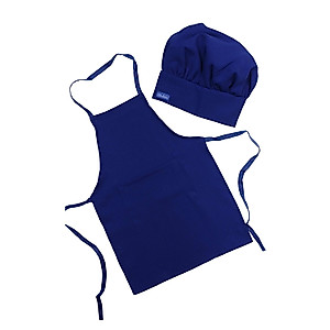 Chefskin Adult Set Apron + Hat Royal Blue, Ultra Lightweight Comfortable