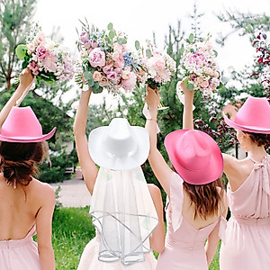 6 Sets Cowgirl Bachelorette Party Decorations Bulk Bride Cowboy Hat Rhinestone Bandana Heart Glasses for Last Disco (Elegant Style,White, Pink)
