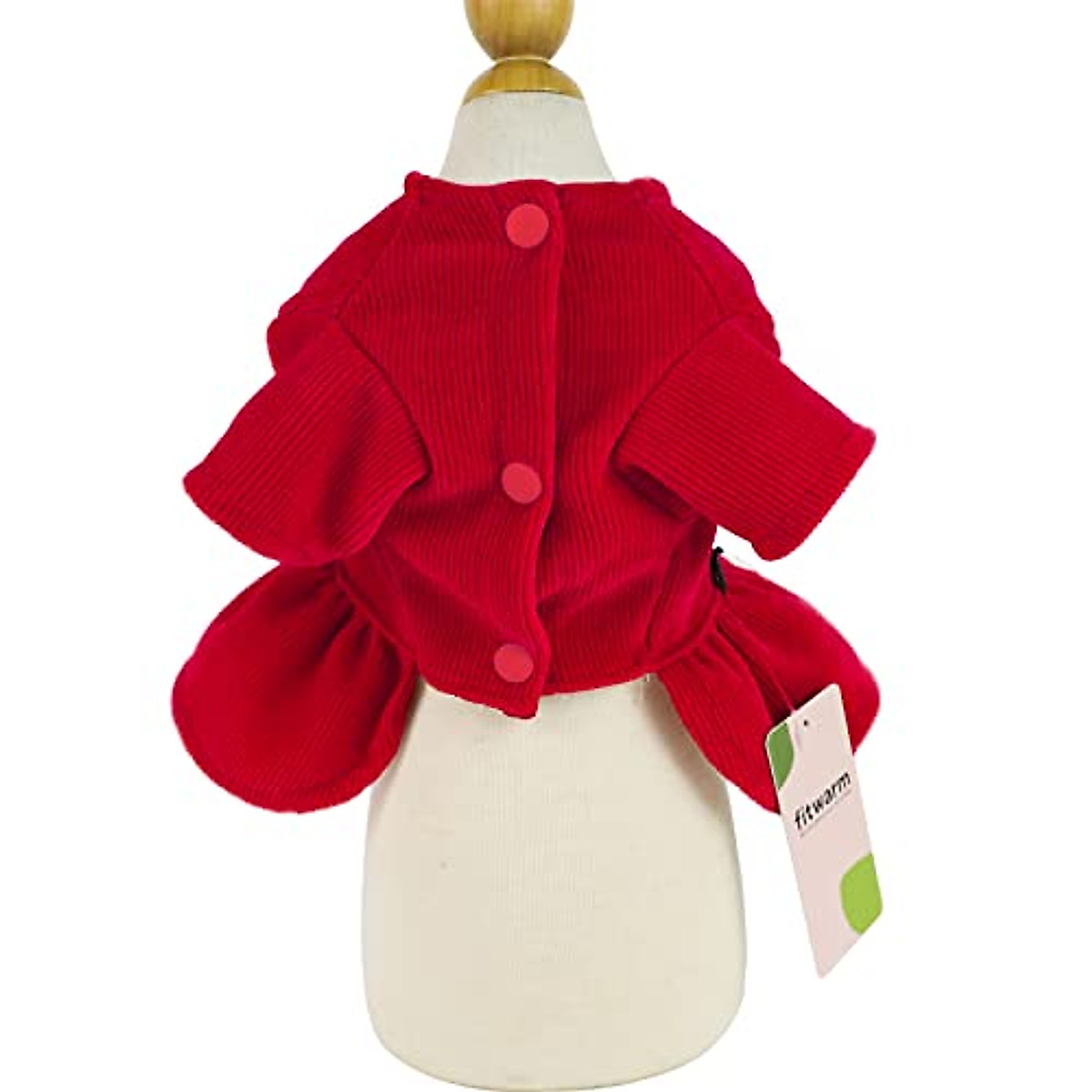 Fitwarm Dog Harness Dress with Leash Set, Christmas Dog Clothes for Small Dogs Girl, Cat Winter Apparel, Red, X-Small