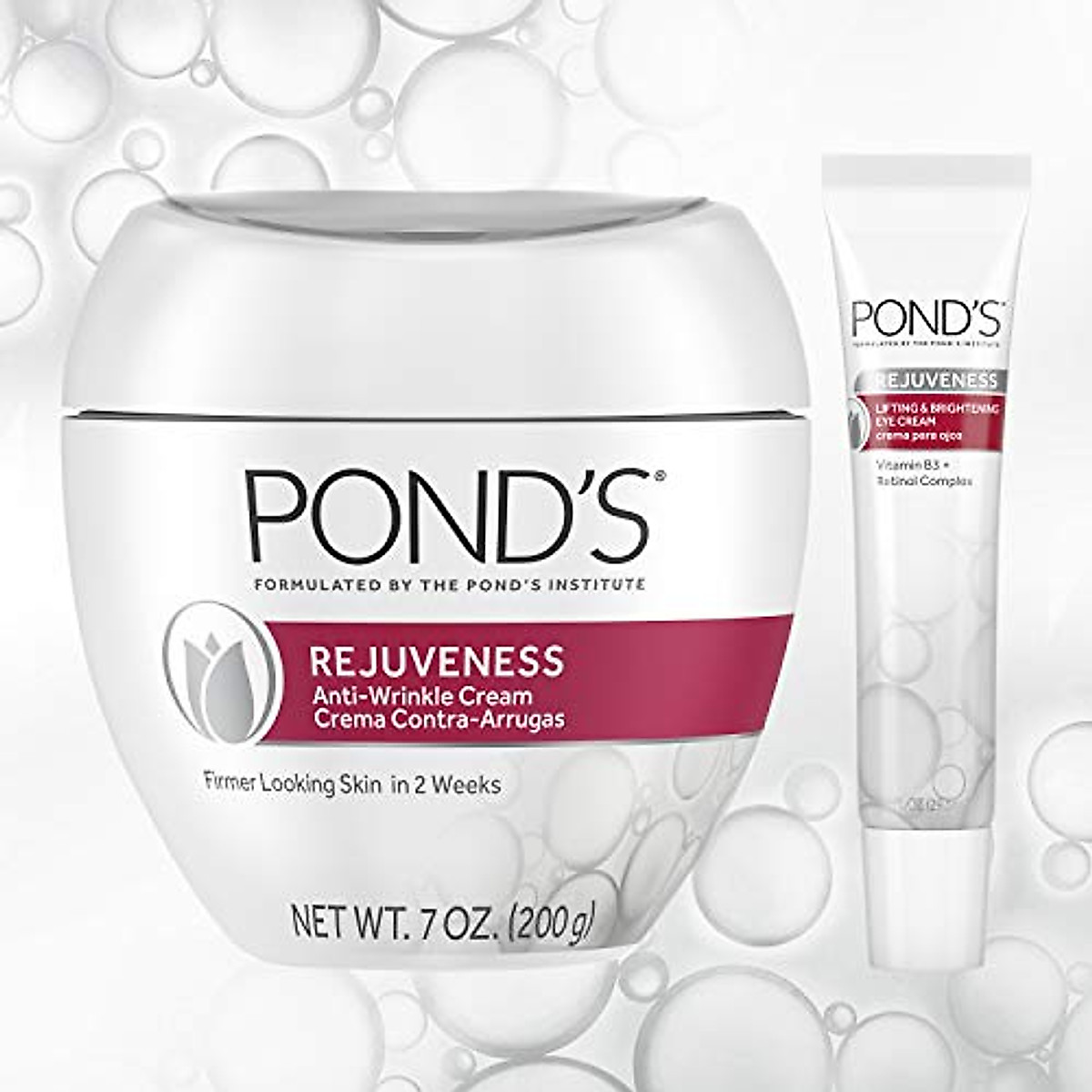 Pond's Anti-Wrinkle Cream and Eye Cream Anti-Aging Face Moisturizer Rejuveness With Vitamin B3 and Retinol Complex, 7 Ounce (Pack of 2)