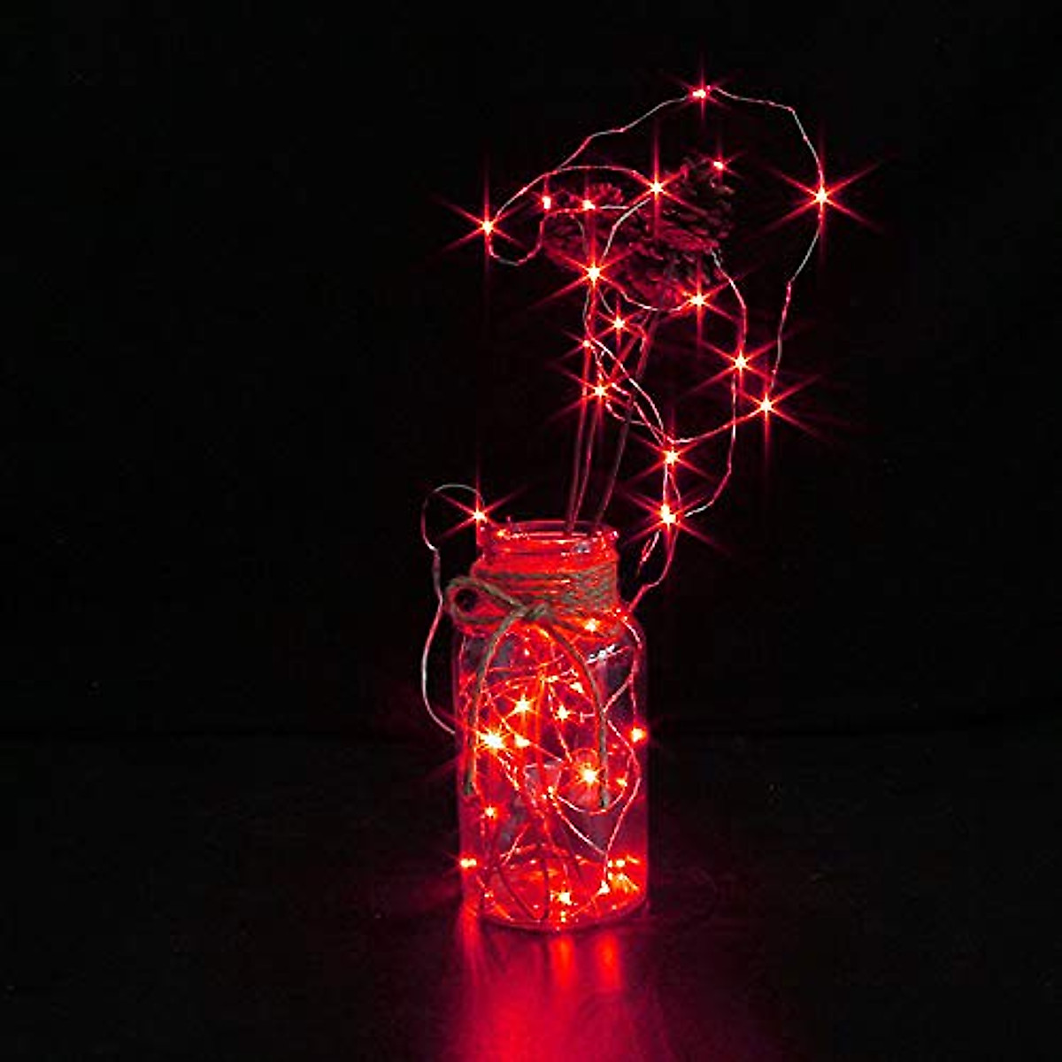 YKB 6 Pack Red LED Fairy Starry String Lights with 20 Mini LEDs on 3.3FT/1M Copper Wire, Fairy Lights Powered by 2xCR2032(Incl) Batteries, for Wedding Table Holiday Halloween Christmas Decorations