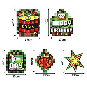 39 Pixel Birthday Party Decoration Pixelating Party Swirls for Pixelated Party Ceiling Decorations, Video Game Party Decor Mining Hanging Swirl Pixelated Foil Spirals Dangling Swirls Photo Props