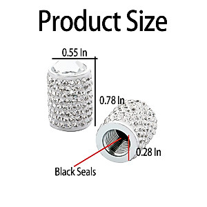 zipelo Bling Valve Stem Caps, 4 Pack Crystal Rhinestone Car Tire Valve Covers, Dustproof Stem Cap for Auto Wheel, Sparkling Tire Air Valves Cover, Universal for Most Vehicles (White)