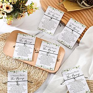 Thyle 50 Set Baby Shower Favors for Guests Adjustable Bracelets with Message from the Bump Card Footprints Charm Baby Shower Bracelets for Gender Reveal Thank You Gifts (Leaf)