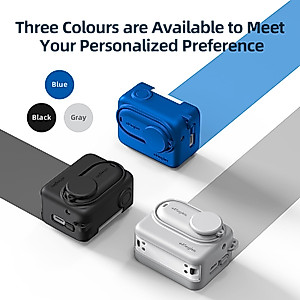 LEWOTE Accessories Kit Compatible with Insta360 GO 3 [Silicone Camera Case Cover and Lens Cap][2Pcs 3D Screen Protector Film][Carrying Case Bag with Auto Locking Carabiner and Anti-loss Lock] (Gray)